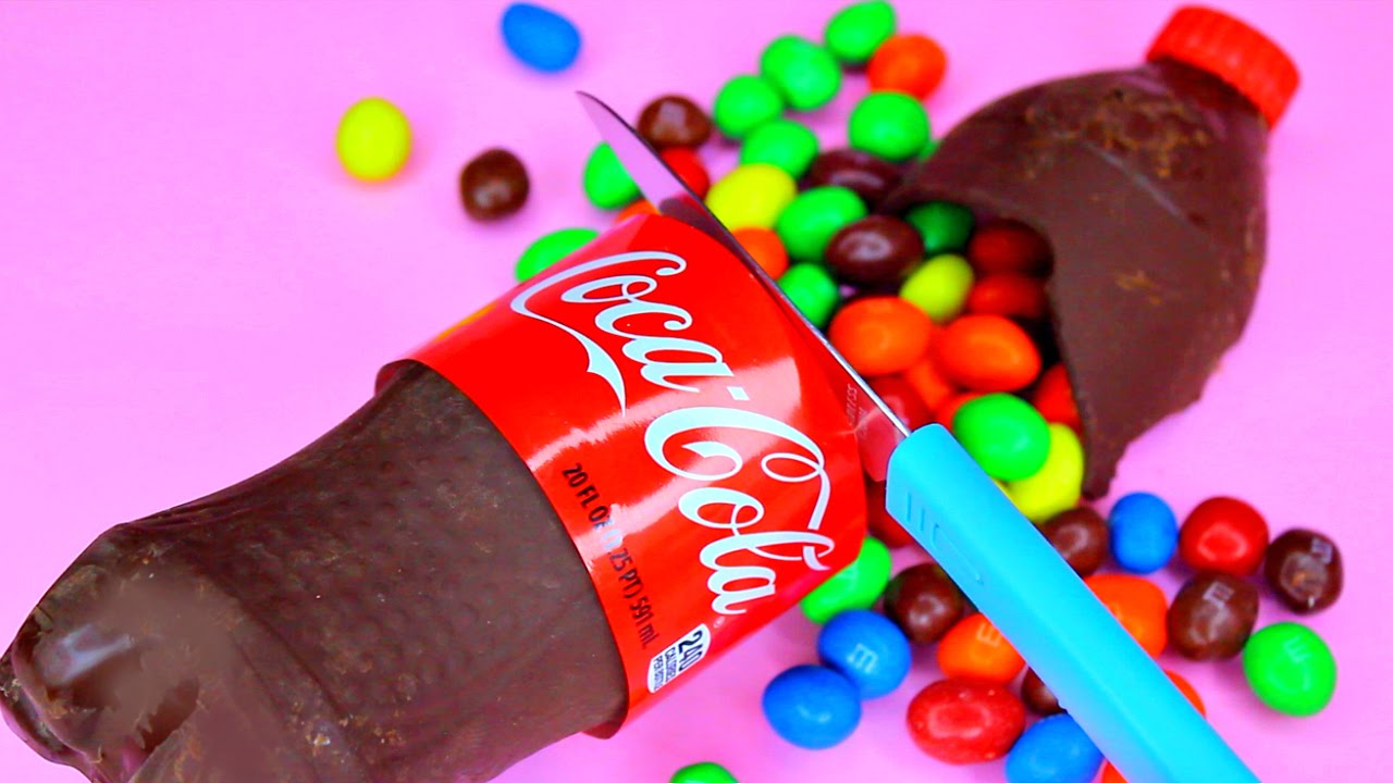 Chocolate Coca Cola Bottle Shape - M&M Surprise 리얼 콜라 푸딩 젤리 만들기 - YouTube