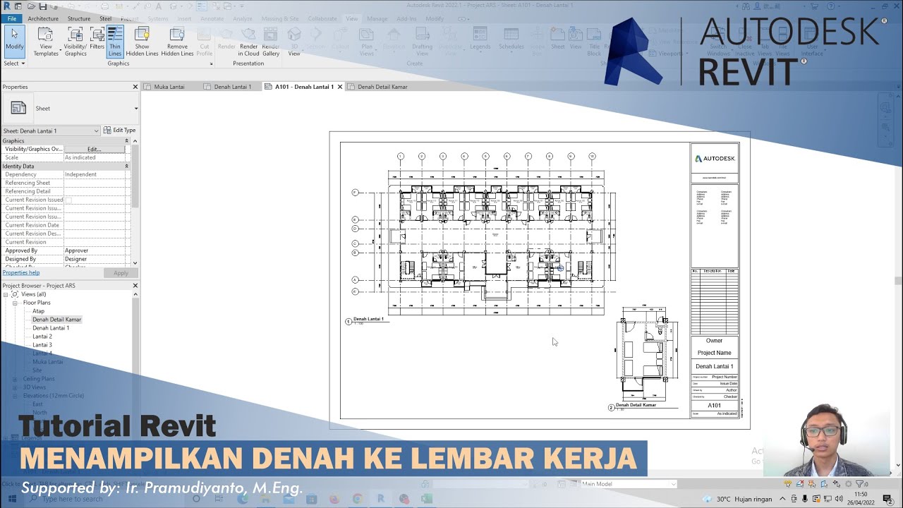 Tutorial 18 | Autodesk Revit Arsitektur | Menempatkan Denah pada Lembar ...