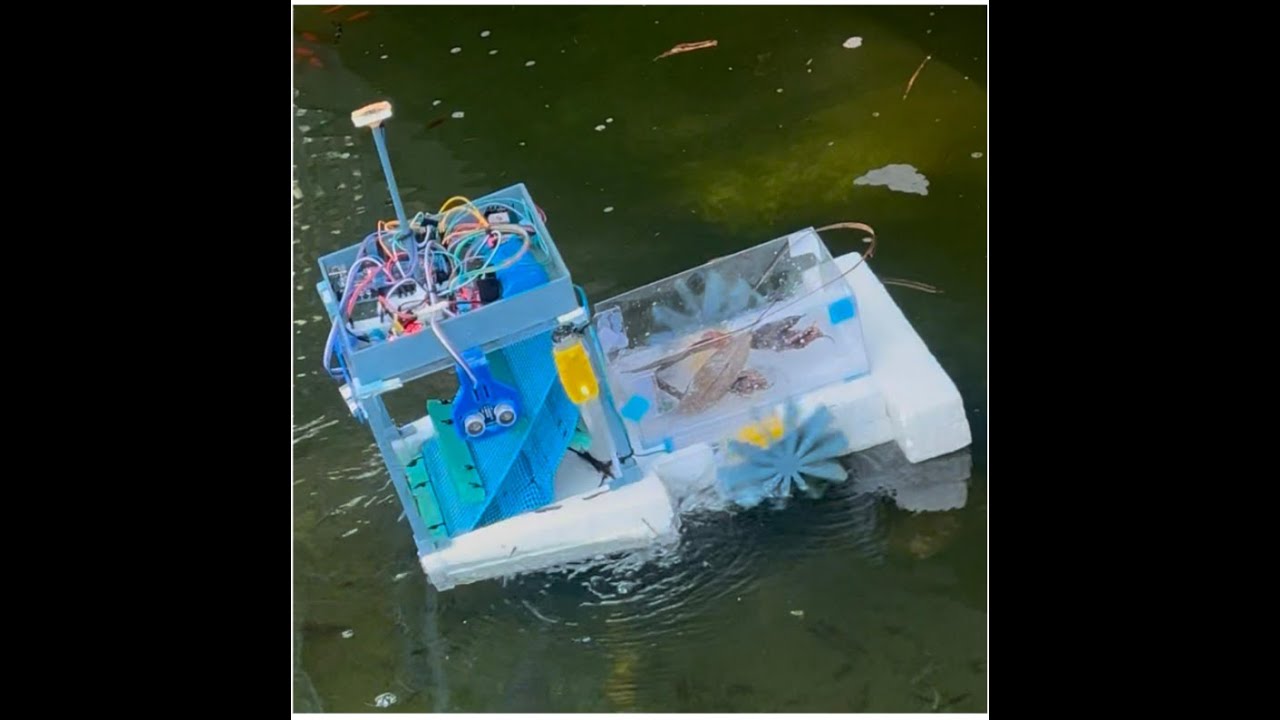 A semi-automatic lake surface cleaning robot - YouTube