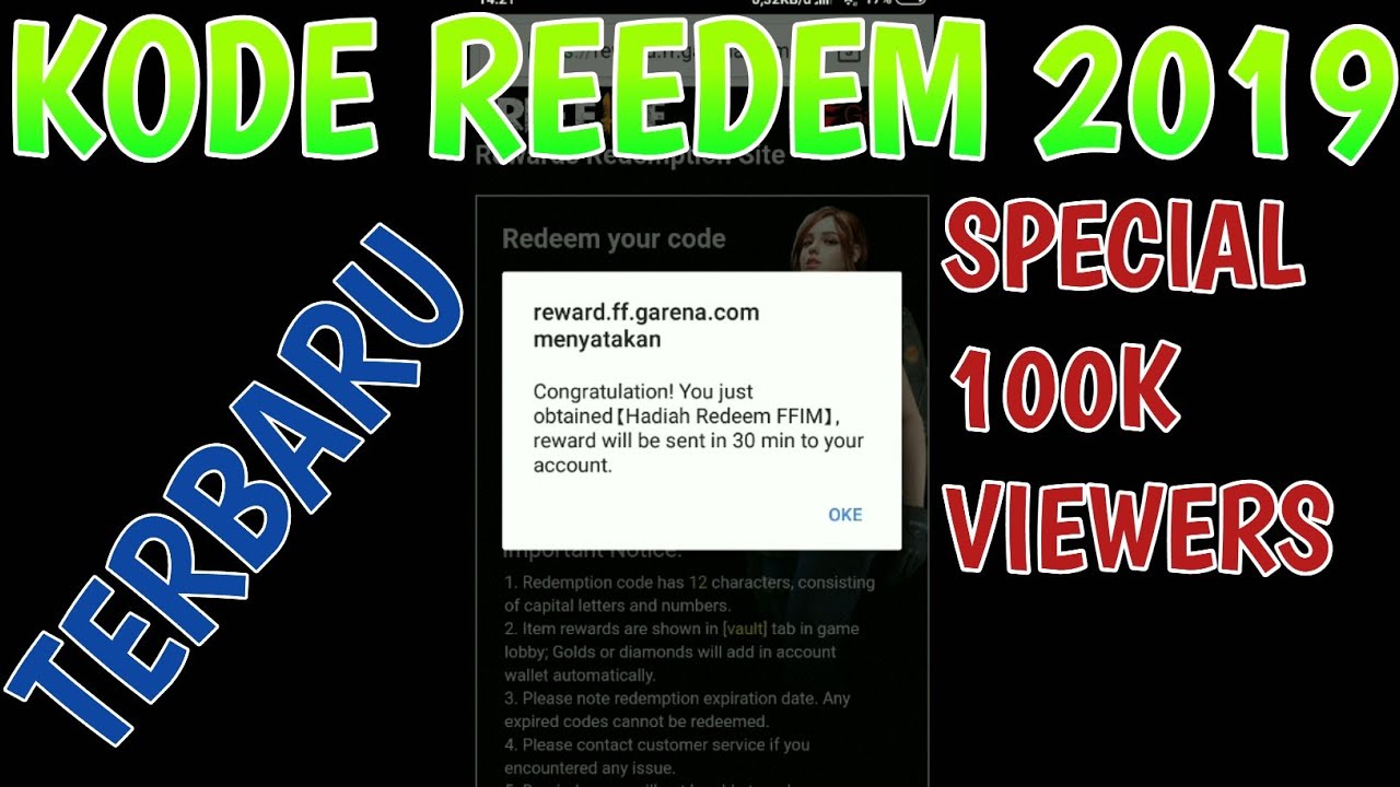 KODE REEDEM TERBARU SPECIAL 100K VIEWERS | GARENA FREE FIRE - YouTube
