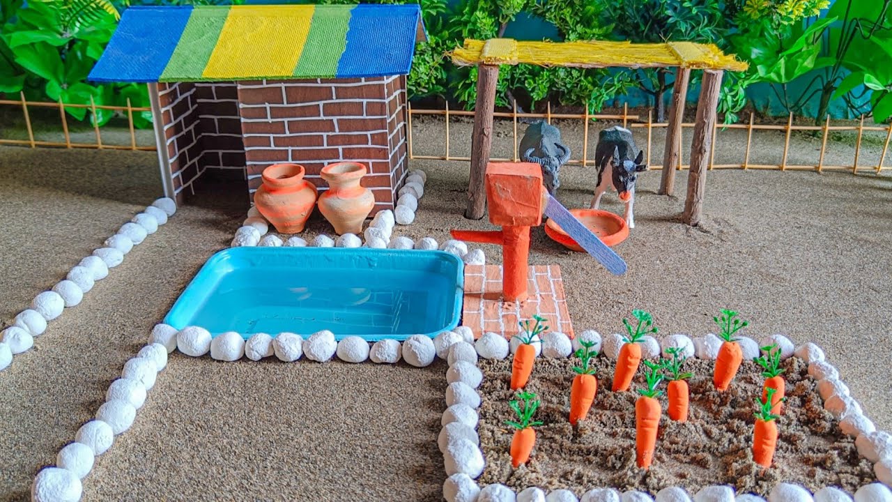 DIY Miniature Farm Diorama with Working Water Pump | Science Project ...