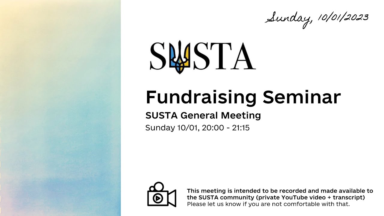 SUSTA Fundraising Seminar 10/1/23 - YouTube