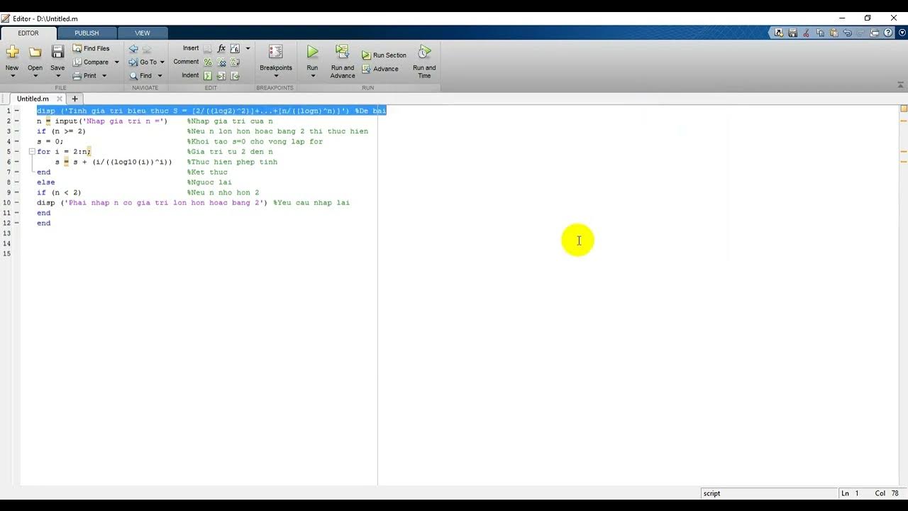 Tự học Matlab 11: Tính hiệu quả tổng lũy thừa logarit phức tạp - YouTube