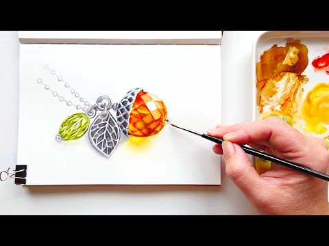 Realistic Gemstones Watercolor Painting with Brushes about which I Dreamed - Kolinsky Sable Brushes