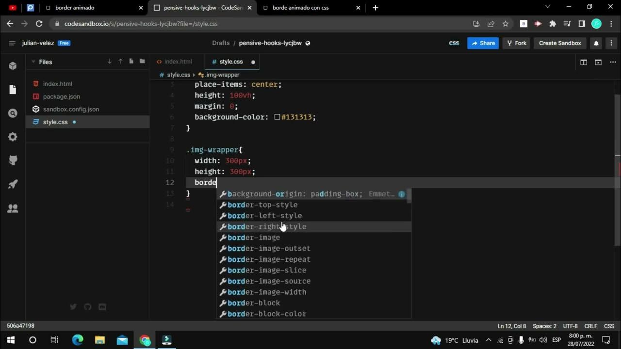 BORDER ANIMADO CON HTML Y CSS - YouTube