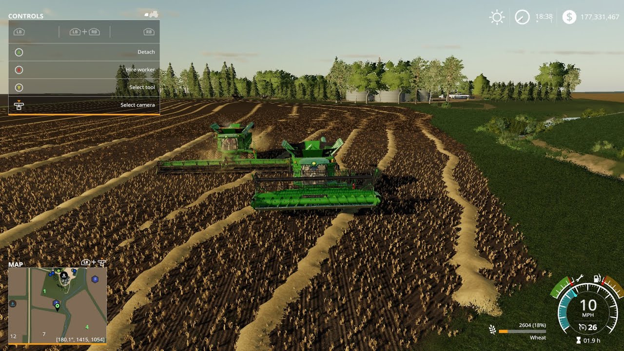 harvesting wheat in Farming Simulator 19 - YouTube