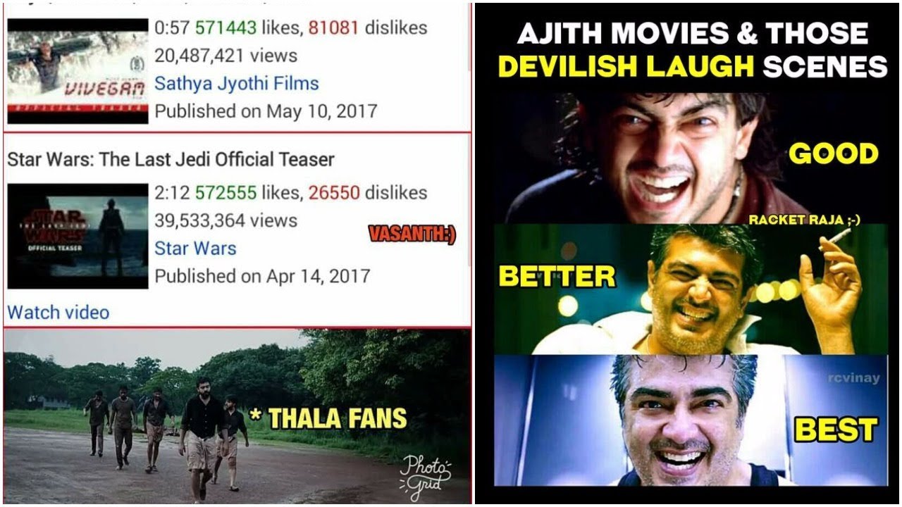 Vivegam World Record Meme's | Vivegam Teaser beat Star Wars Record ...