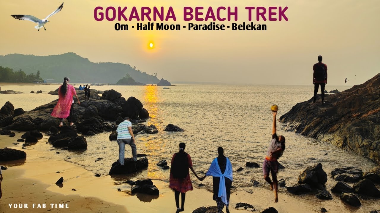 Gokarna Beach Trek ️ | గోకర్ణ బీచ్ ట్రెక్కింగ్🫶| OM - Half Moon ...
