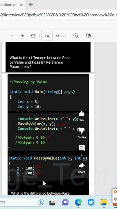 difference between pass by value & pass by reference in c# in telugu - YouTube