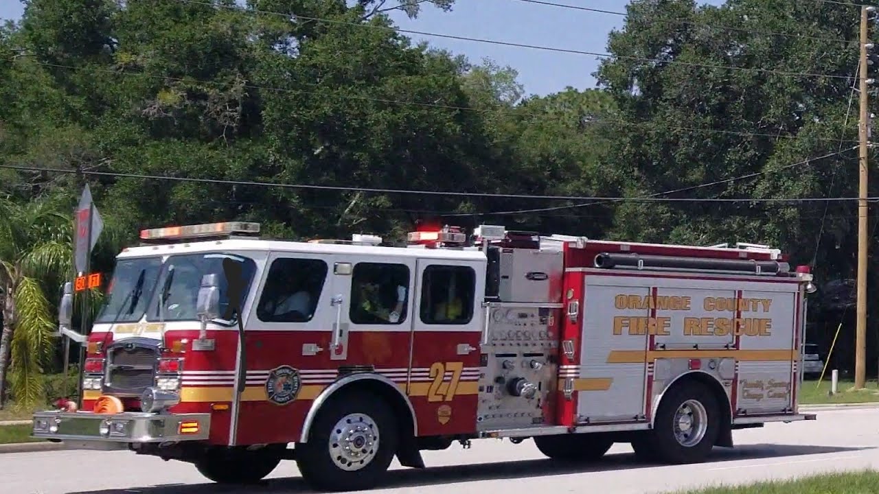 Orange County Fire Rescue Engine 27 and Medic 8 Med Call. Engine missed ...