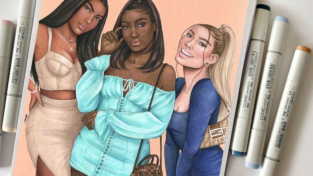 PARTY GIRLS Speed Drawing 🎉 - YouTube