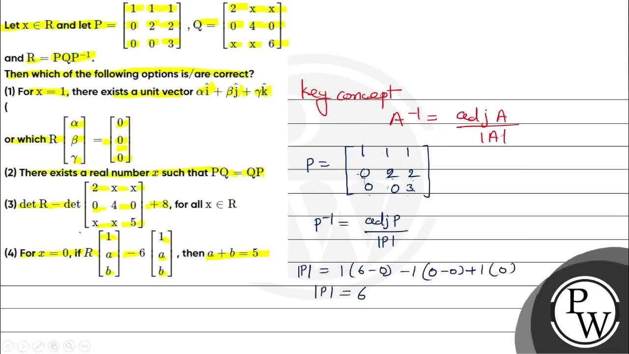Let \( \mathrm{x} \in \mathrm{R} \) and let \( \mathrm{P}=\left[\begin{array}{lll}1 & 1 ...