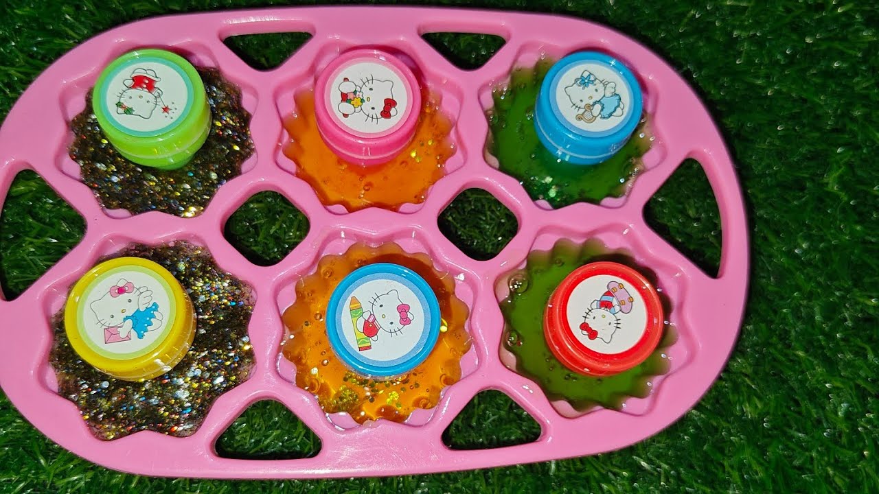 slime into ice cubes || slime and stamp | satisfied asmar - YouTube