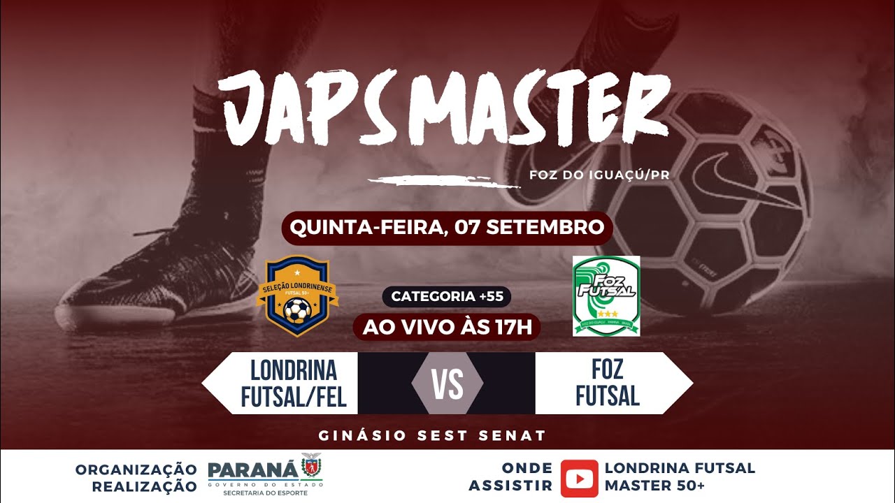 Londrina Futsal Master X Foz Futsal Master/FEL (JAPS MASTER 55+) - YouTube