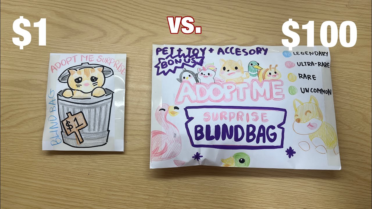 🐶PAPER DIY 🐭 $1 VS $100 DOLLAR ADOPT ME BLIND BAG - YouTube