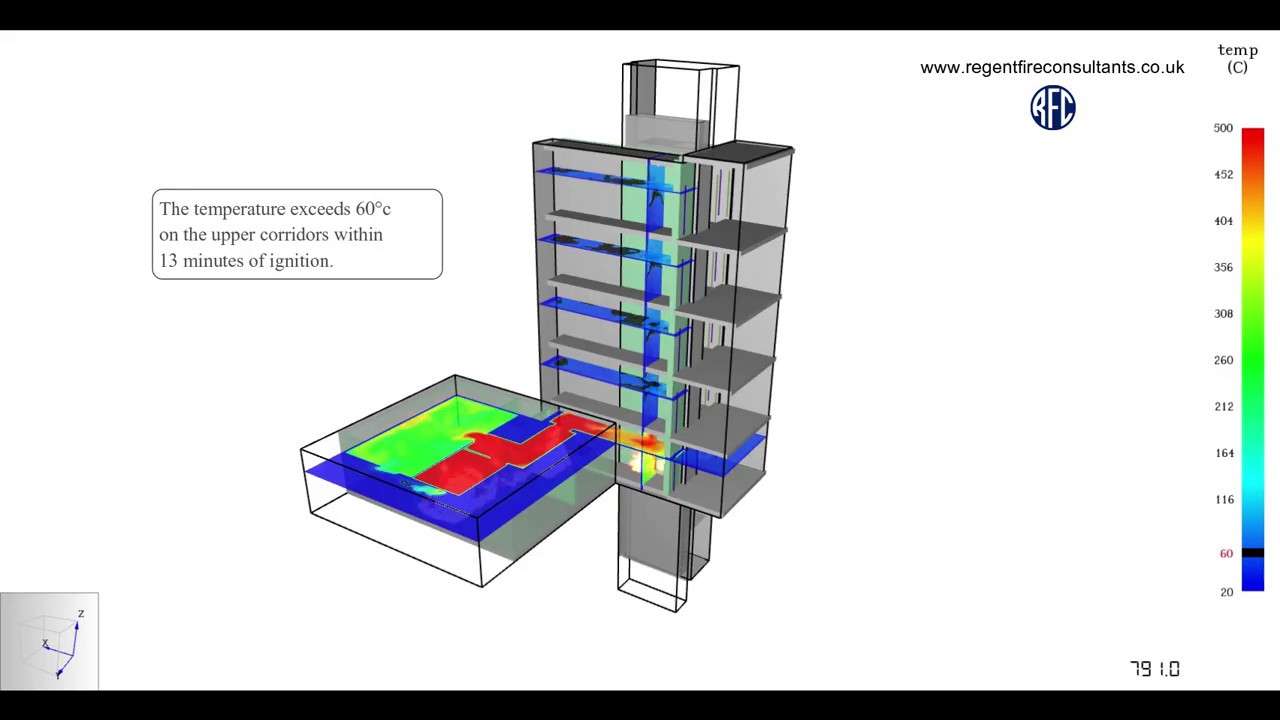 CFD model of fire spread through smoke shaft - YouTube