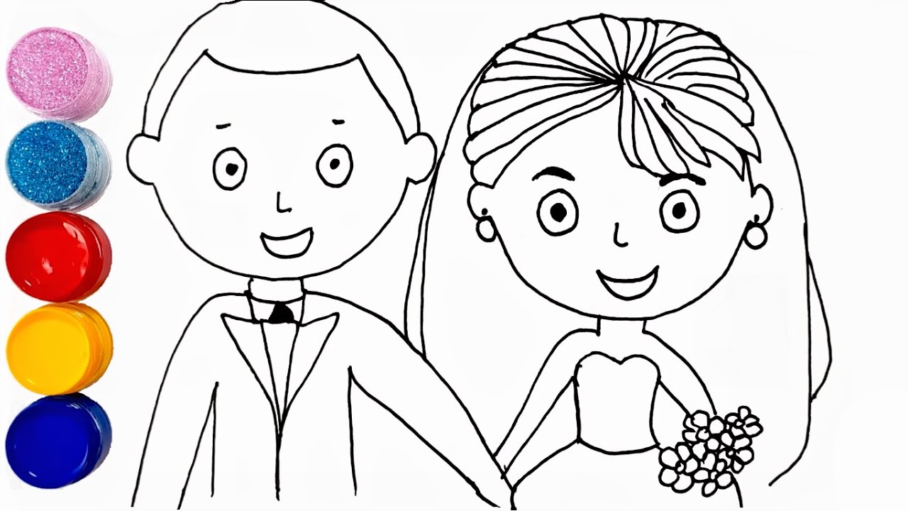 HOW TO DRAW WEDDING BRIDE AND GROOM - YouTube