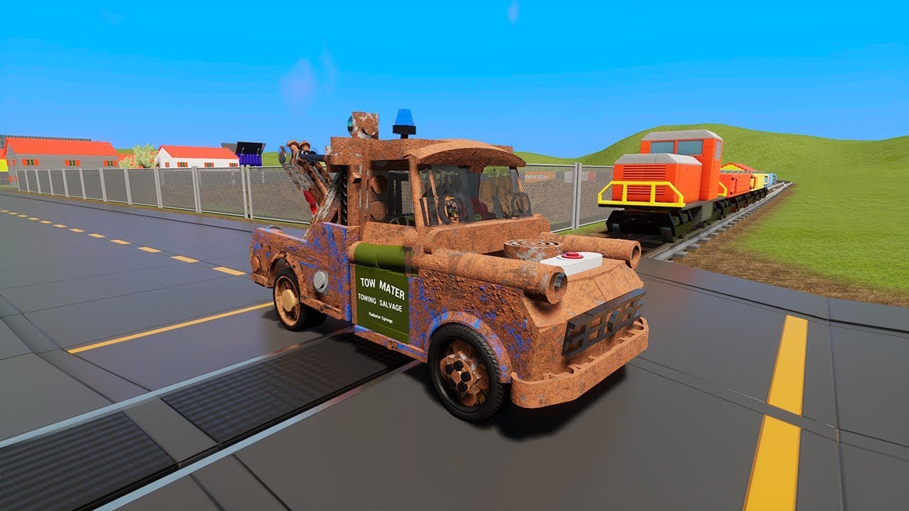 MASSIVE LEGO Cars Tow Mater, Trucks, Vans vs. Train - Brick Rigs ...