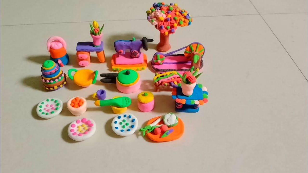 DIY How to Make Polymer Clay Miniature Sewing Machine Set | Sewing ...