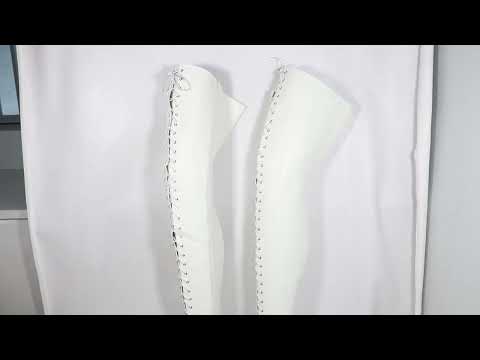 Sorbern White Matte Crotch Thigh High Boots Women Lace Up Hard Shaft