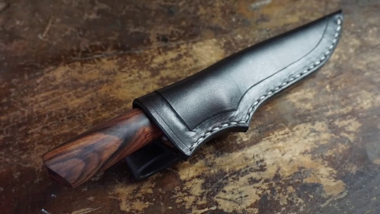 Simple Leather sheath for knife - YouTube