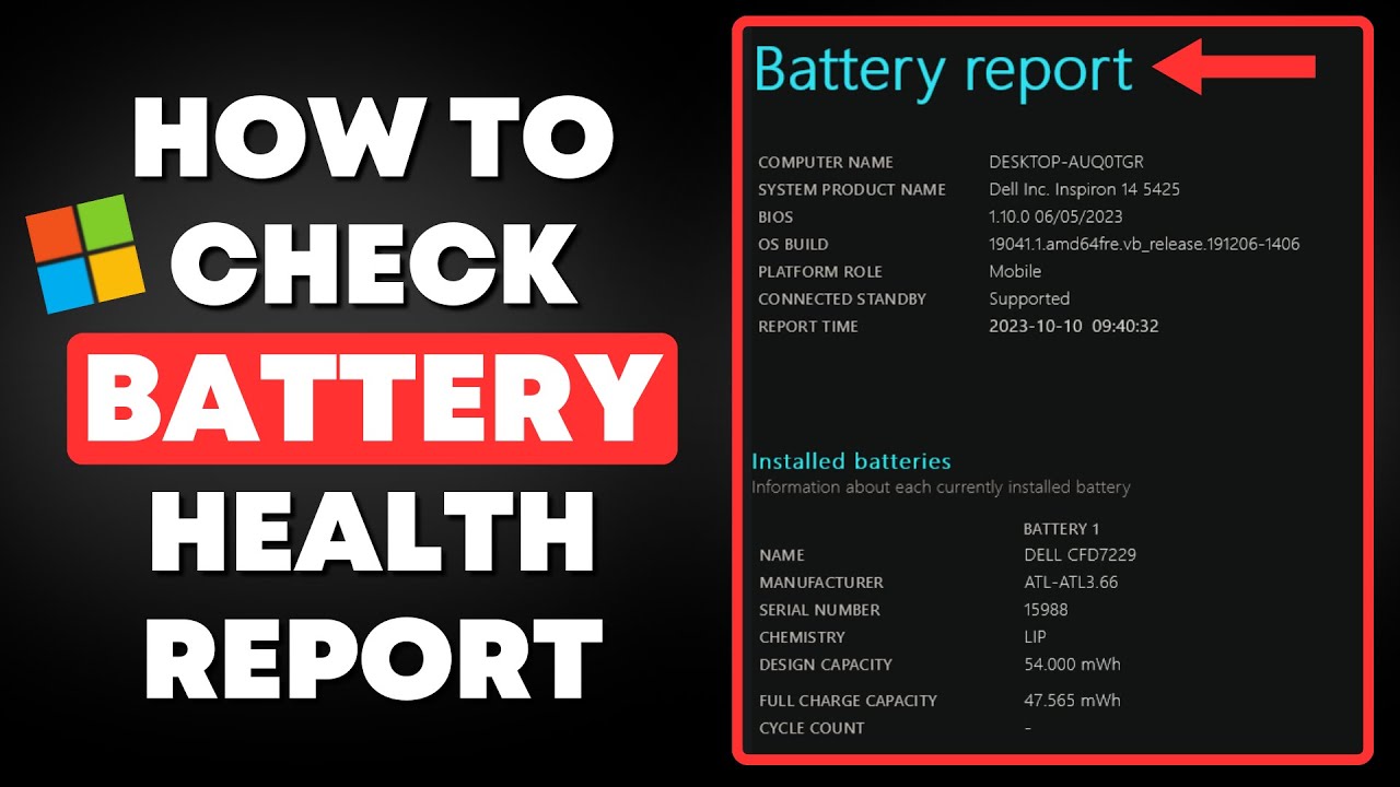 how to check battery health in laptop using CMD - YouTube