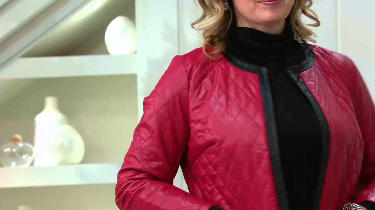 Joan Rivers Quilted Faux Leather Jacket on QVC - YouTube