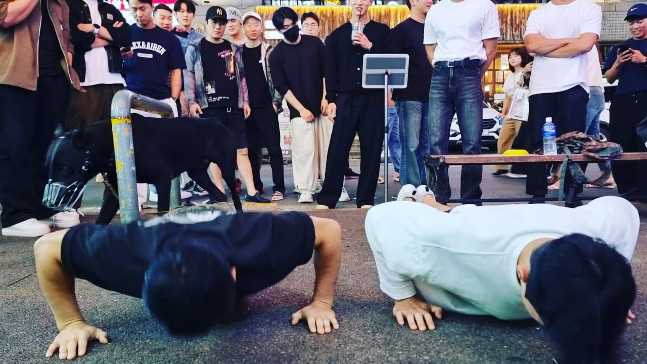 은둔고수를 이기면 10만원 Push-up battle 창원상남동 신의손은둔고수 - YouTube