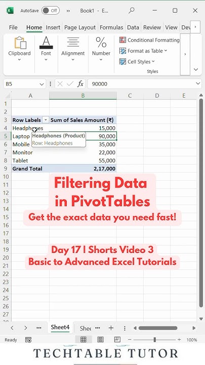 Filter Data in PivotTables in MS Excel! Excel Tutorial Day 17, Video 3 #shorts #excel # ...