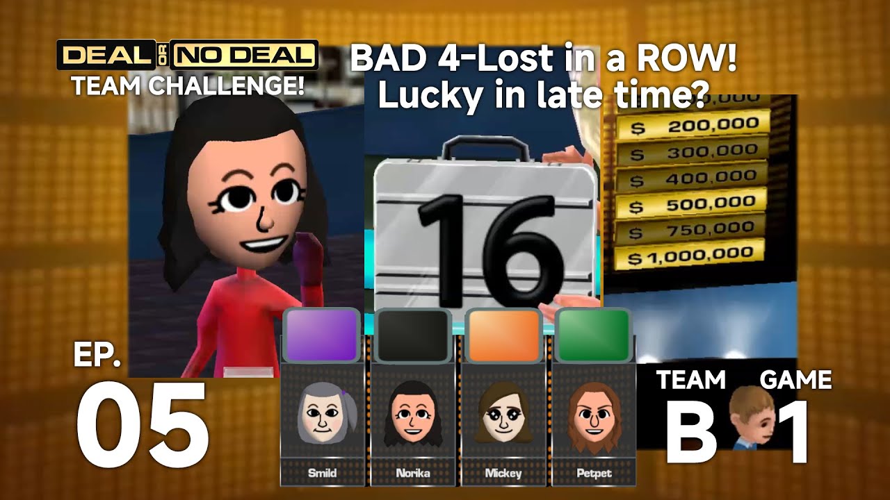 Deal or No Deal Wii Team Challenge Ep 05 Mii's-1 Team Purple-B,Black-B ...