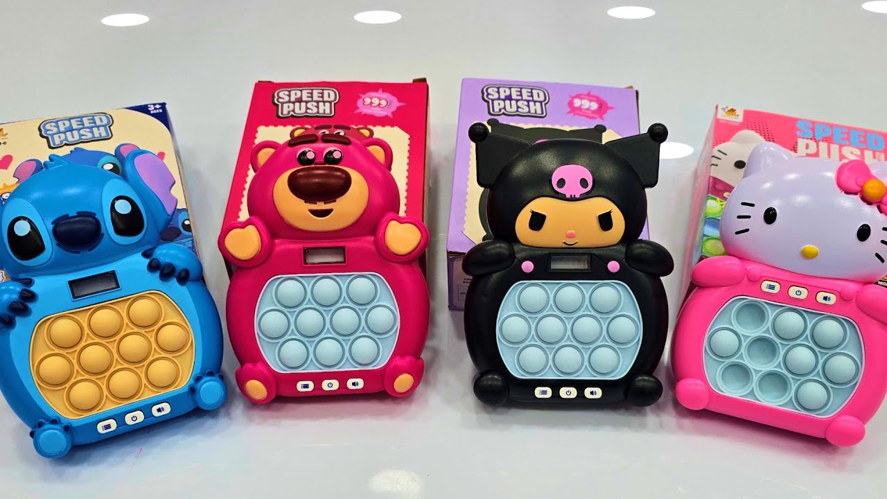 POP IT Unboxing 4 Sets Fast Push Game Toys Hello Kitty Kuromi Stitch ...