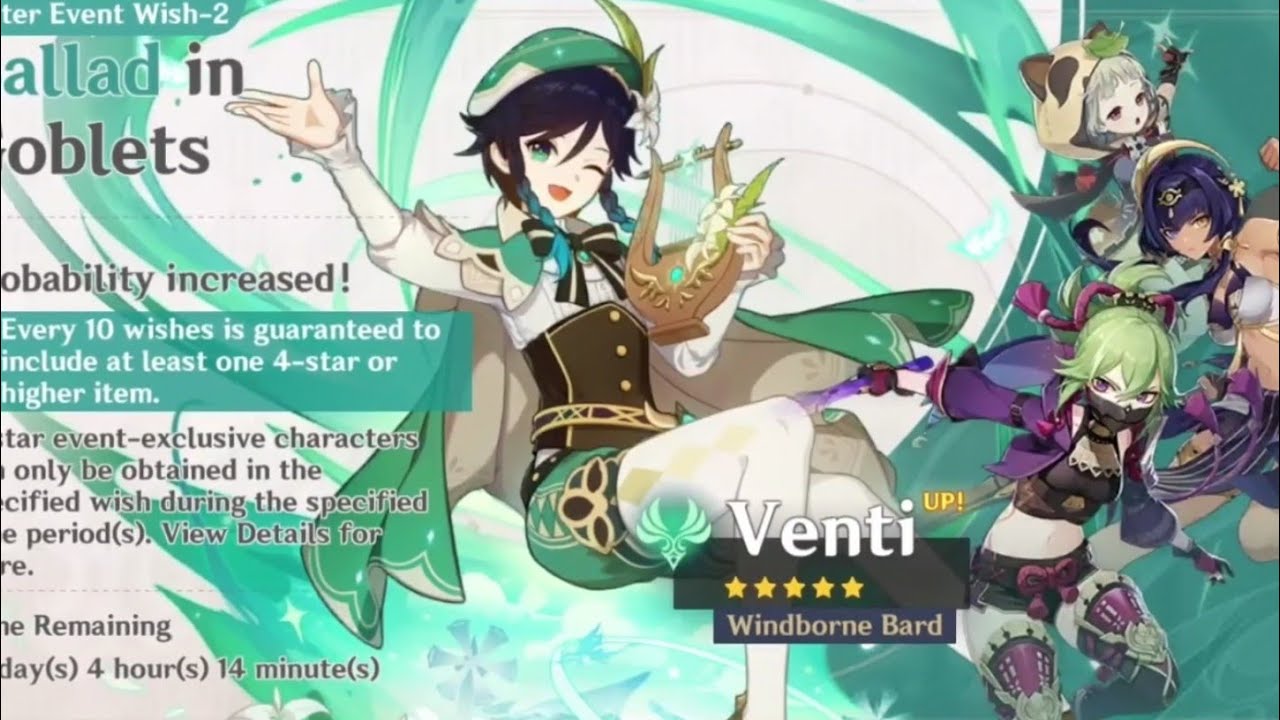 Pulling for Venti with 10000 primogems -Genshin Impact 3.1 - YouTube