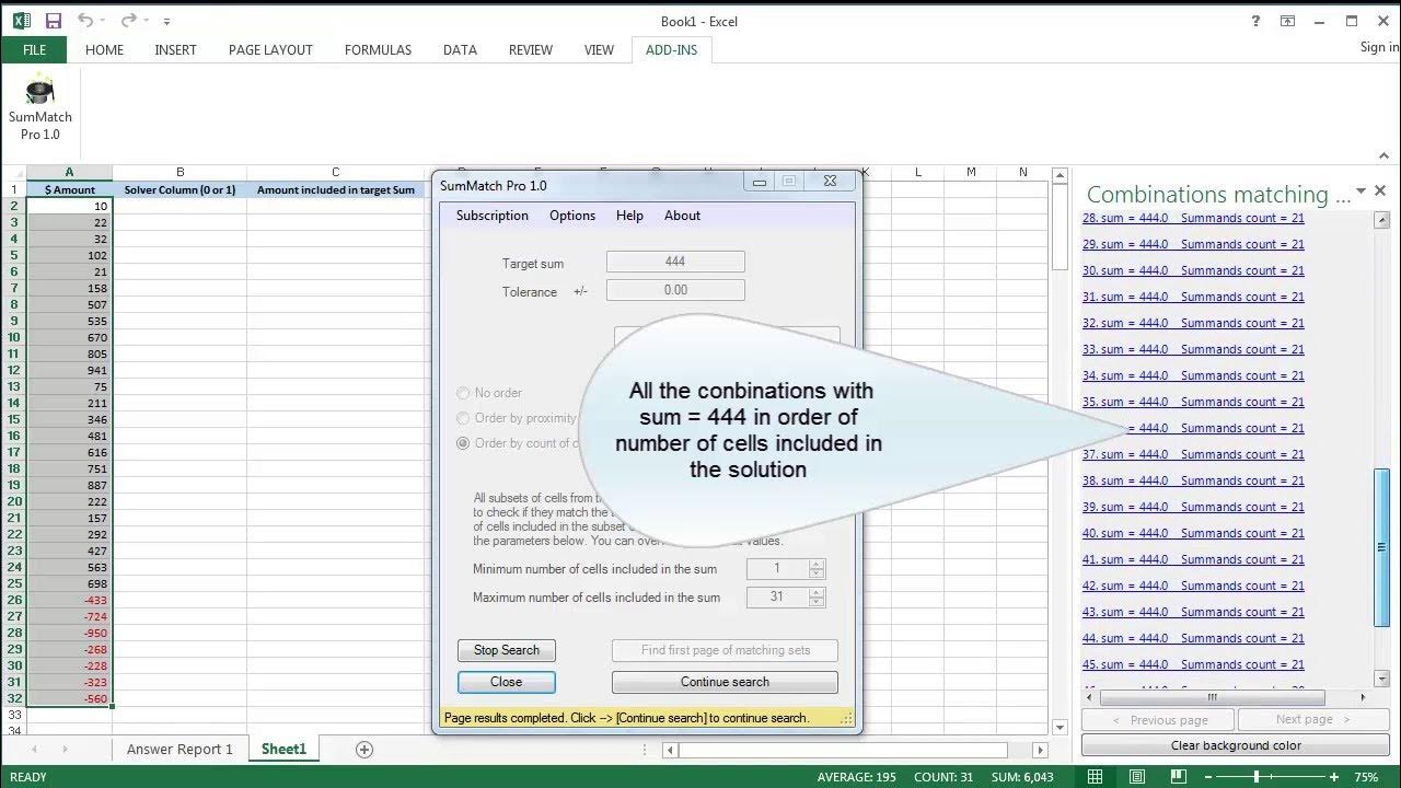 Excel: use Solver and SumMatch to find numbers that add up to your target sum - YouTube