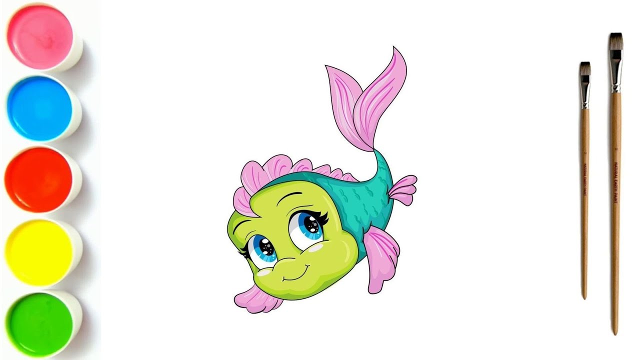 Drawing Baby Fish for kids | Coloring videos for kids - YouTube