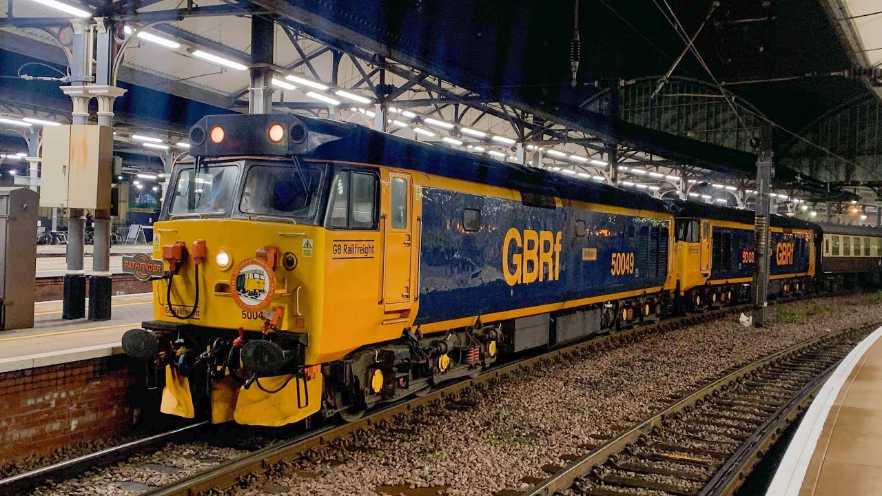 GBRF class 50049 “defiance” and 50034 “Furios” storm out of Newcastle ...