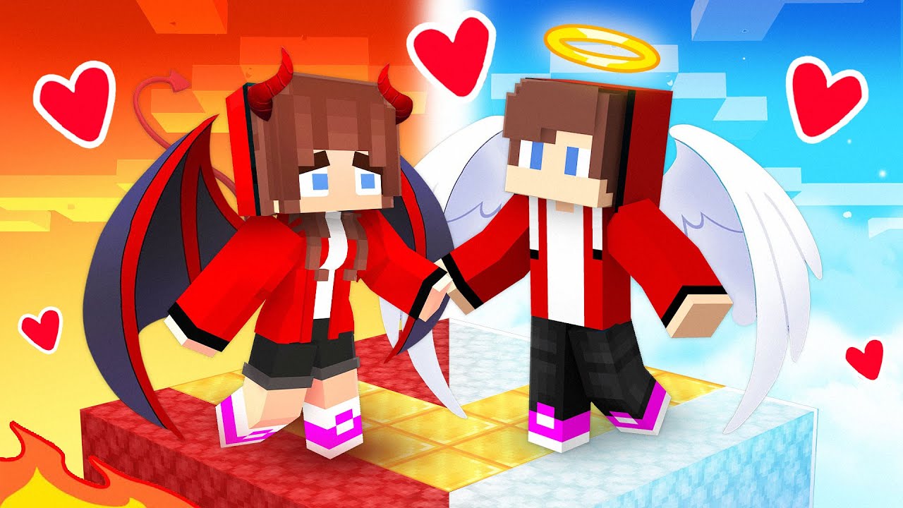 JJ Angel and JJ's Sister Devil - Love Story - Maizen Minecraft ...