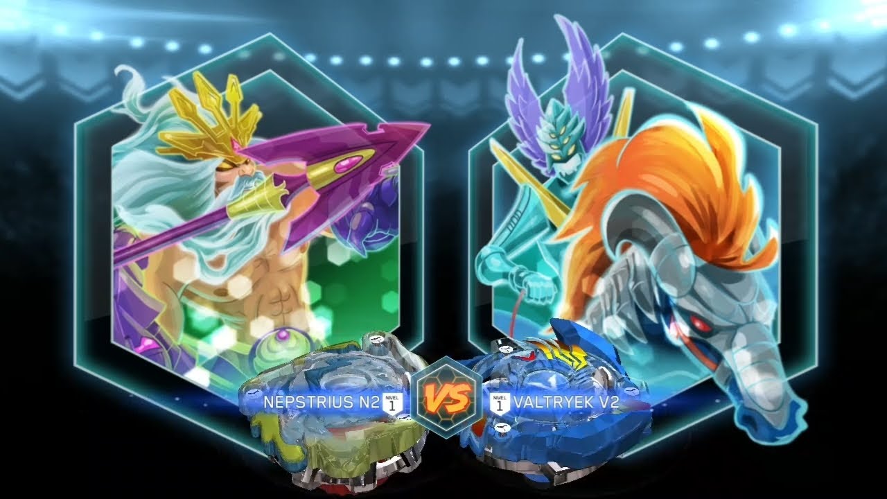 Beyblade burst app~Naoki vs Valt (Nepstrius N2 vs Valtryek V2) - YouTube