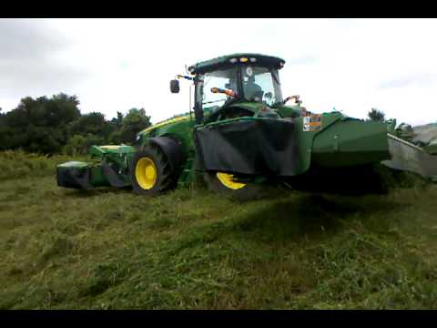 John Deere 8360R with triple mowers - YouTube
