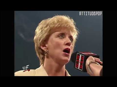 Triple H vs Linda and Shane McMahon w The Rock ,Linda Slaps Stephanie!