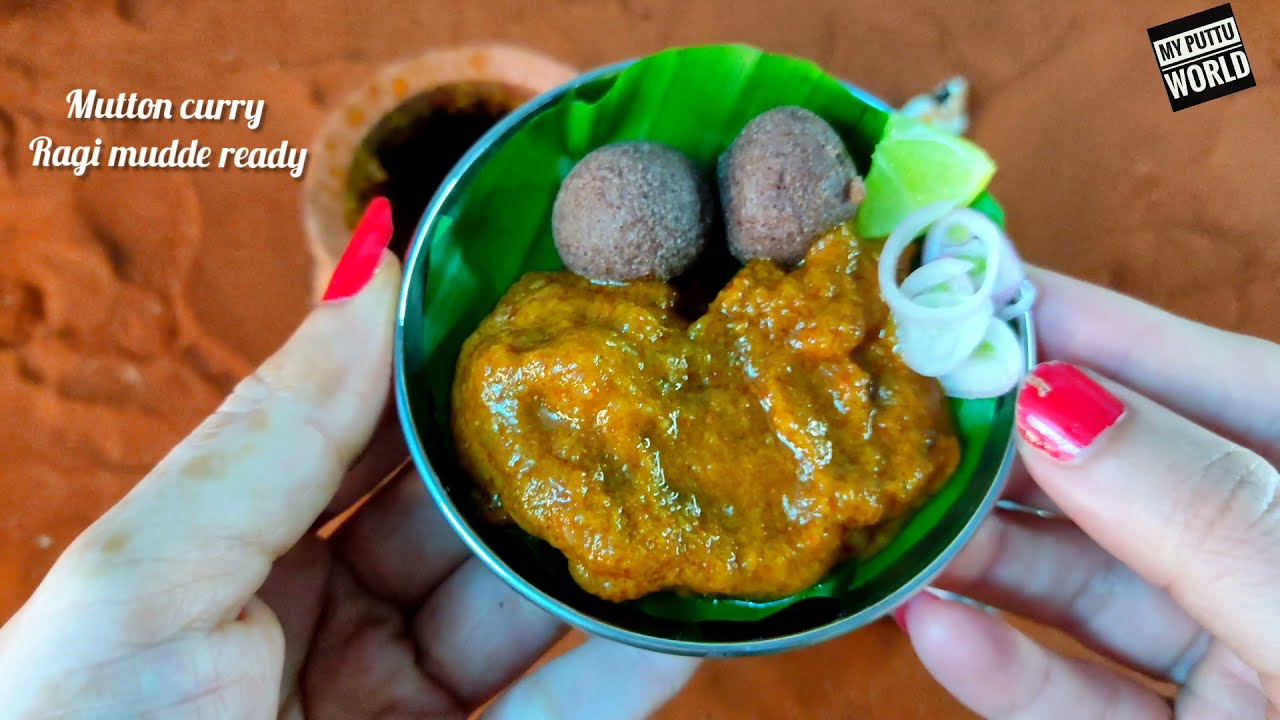 Village Style Mutton Curry With Ragi Mudde Recipe |Miniature Cooking ...