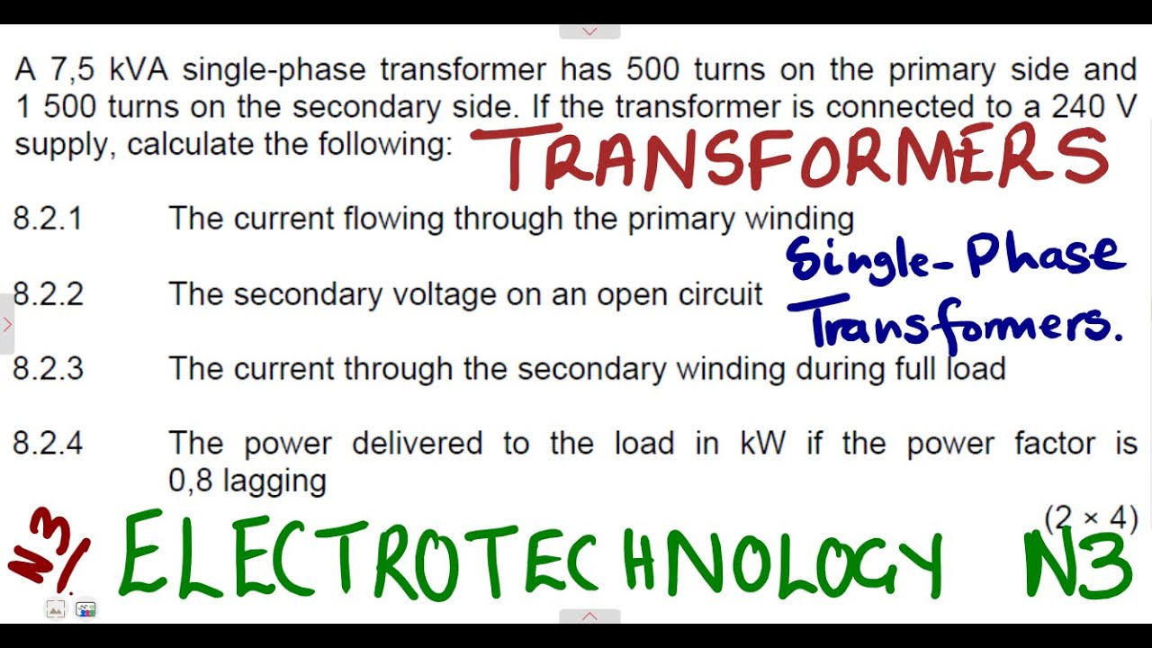 Electrotechnology N3 Transformers Single Phase Revision 2 ...
