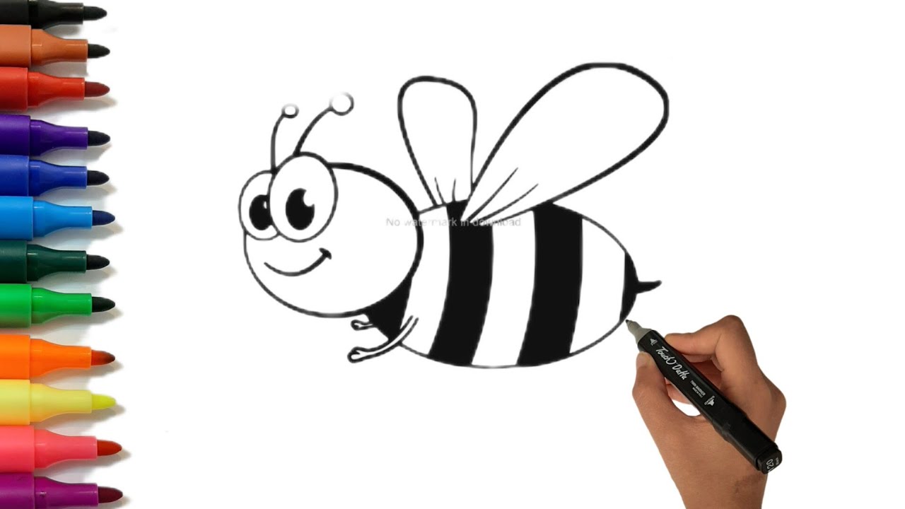 Learn how to draw a cute bee |easy drawing for kids and toddlers. # ...