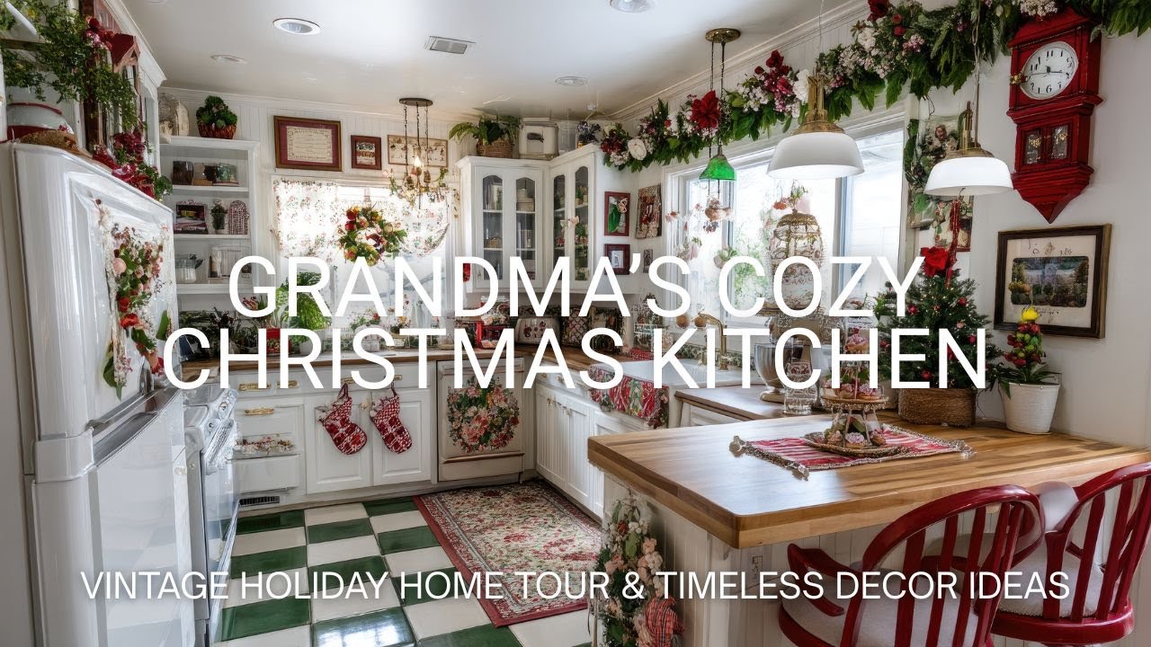Grandma’s Cozy Christmas Kitchen | Vintage Holiday Home Tour ...