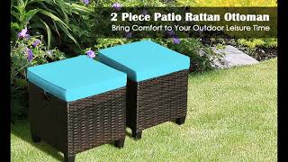 Tangkula 2 Pieces Outdoor Patio Ottoman