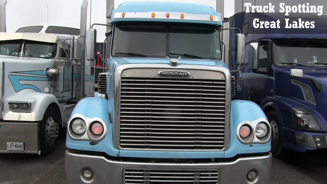 Older Blue Freightliner Truck Spotted At Truck Stop In London - YouTube