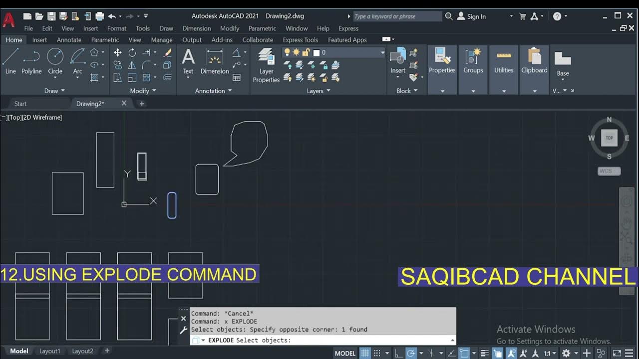 How To Use Explode Command In Autocad 2021 Youtube