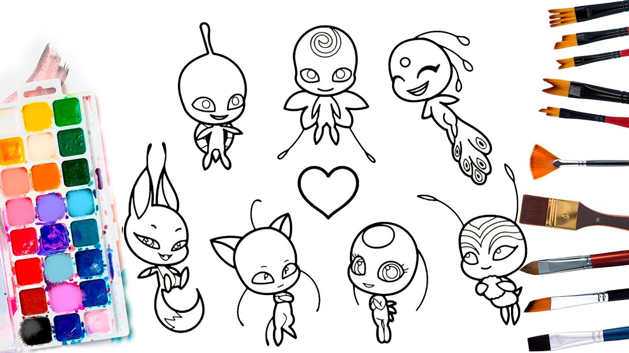 Cute Kwamis Coloring And Drawing | Miraculous Ladybug Coloring Page ...