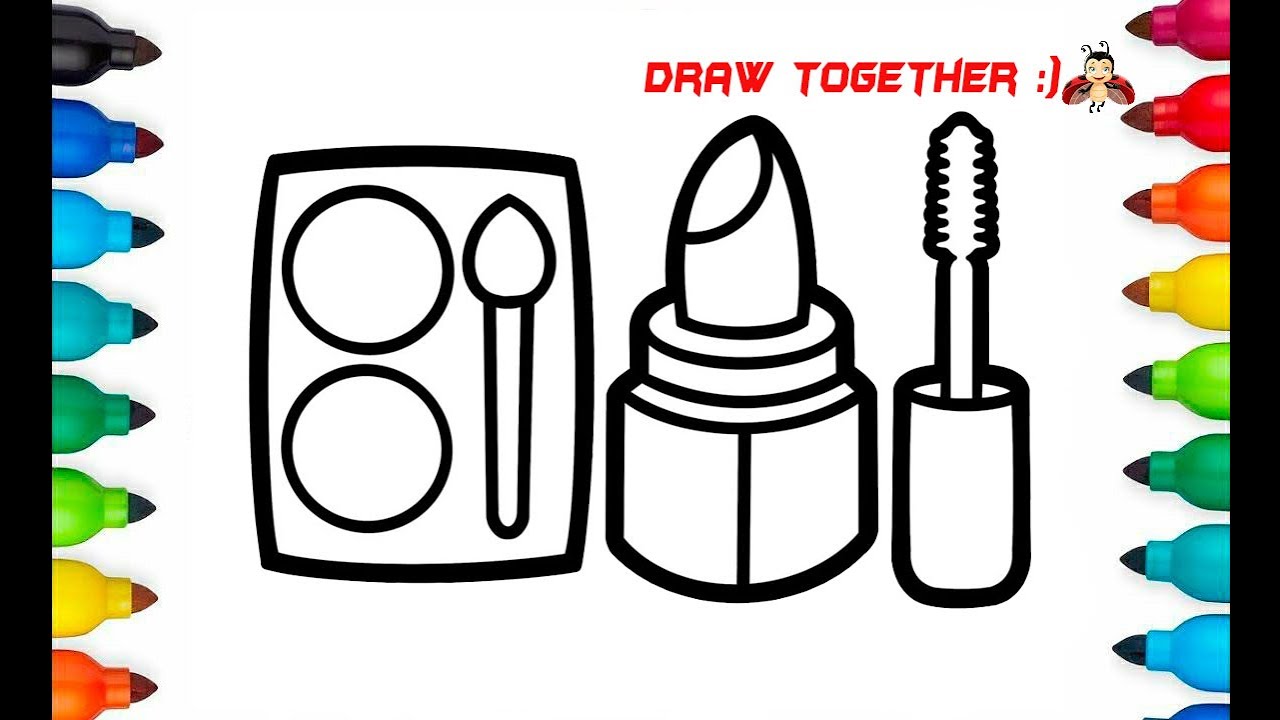 How to Draw Makeup Set / Drawing easy makeup tutorial ️ ️/ Drawing and ...