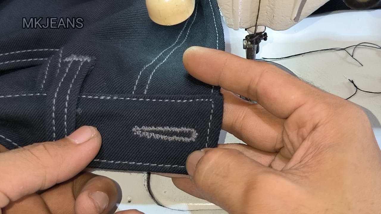 cara membuat lubang kancing celana jeans @MKJEANS - YouTube