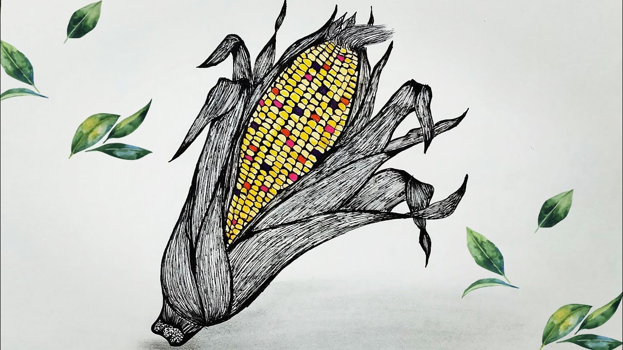 Easy Corn Drawing Step By Step For Beginners| How To Draw Satisfying ...